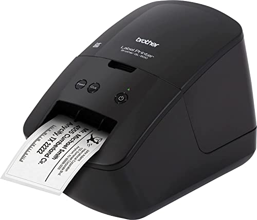 Brother QL-600 Economic Desktop Wired Label Printer - USB Connectivity - up to 2.4" Wide, 300 x 600 dpi, 44 Labels Per Minute, Automatic Cutter QL600 Label Maker for Home and Office