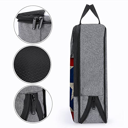 Frcavbin American Retro Puerto Rican Flag Travel Shoe Bag Shoes Carrier with Handle and Zipper Foldable Shoe Puches Organizer for Home storage School starts