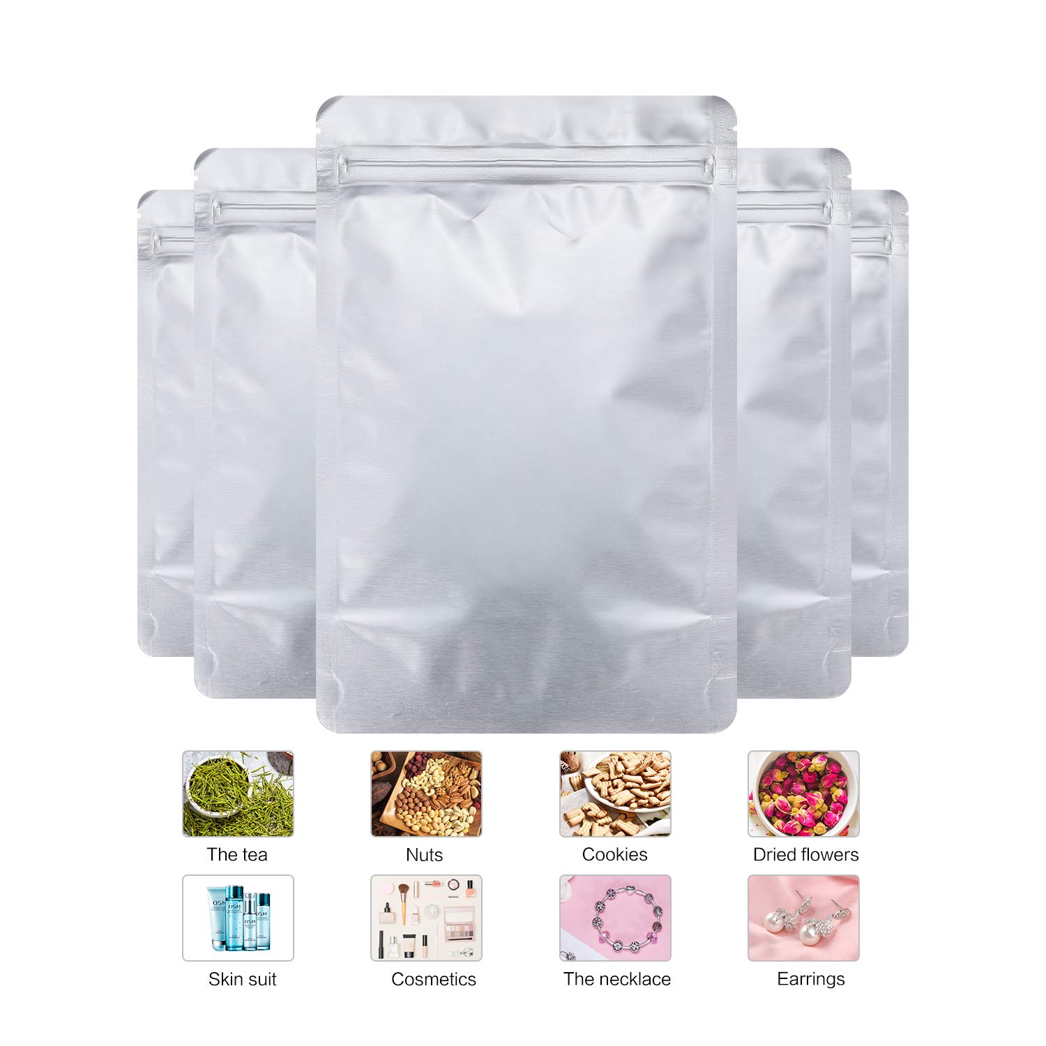 LZLPACKING 100 Pieces Smell Proof Mylar Bags- Resealable Packaging Pouch Bag with Clear Window for Food Storage,stand up pouch bags,Lipgloss,Eyelash Jewelry Electronics Storage(6×9 Inch)