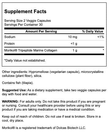 Swanson Marine Collagen Peptides Type I - Featuring Morikol 500 mg 60 Veg Caps 2 Pack