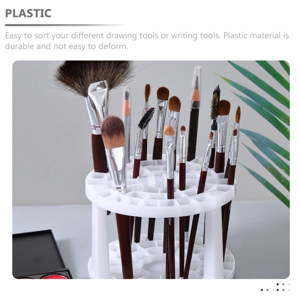 Tofficu 2pcs Paint Brush Holder Multi-hole Makeup Organizer Pencil Brush Stand Storage Rack for Home School Office Supplies White