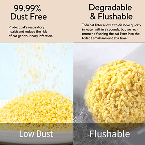 PETTIME Tofu & Corn Litter Large 12lb Dust-Free Clumping Cat Litter Quickly Absorb Cat Odors Pure Natural Toilet Flushable Corn Litter