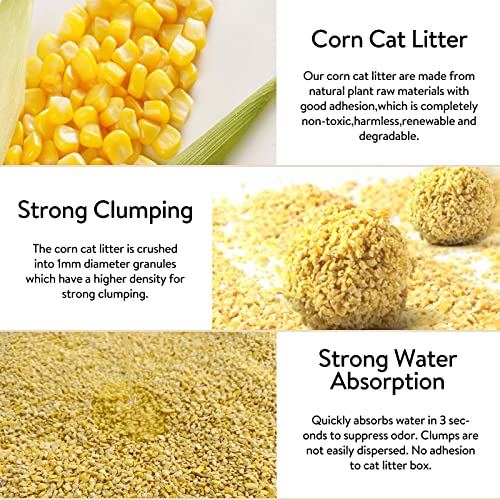 PETTIME Tofu & Corn Litter Large 12lb Dust-Free Clumping Cat Litter Quickly Absorb Cat Odors Pure Natural Toilet Flushable Corn Litter