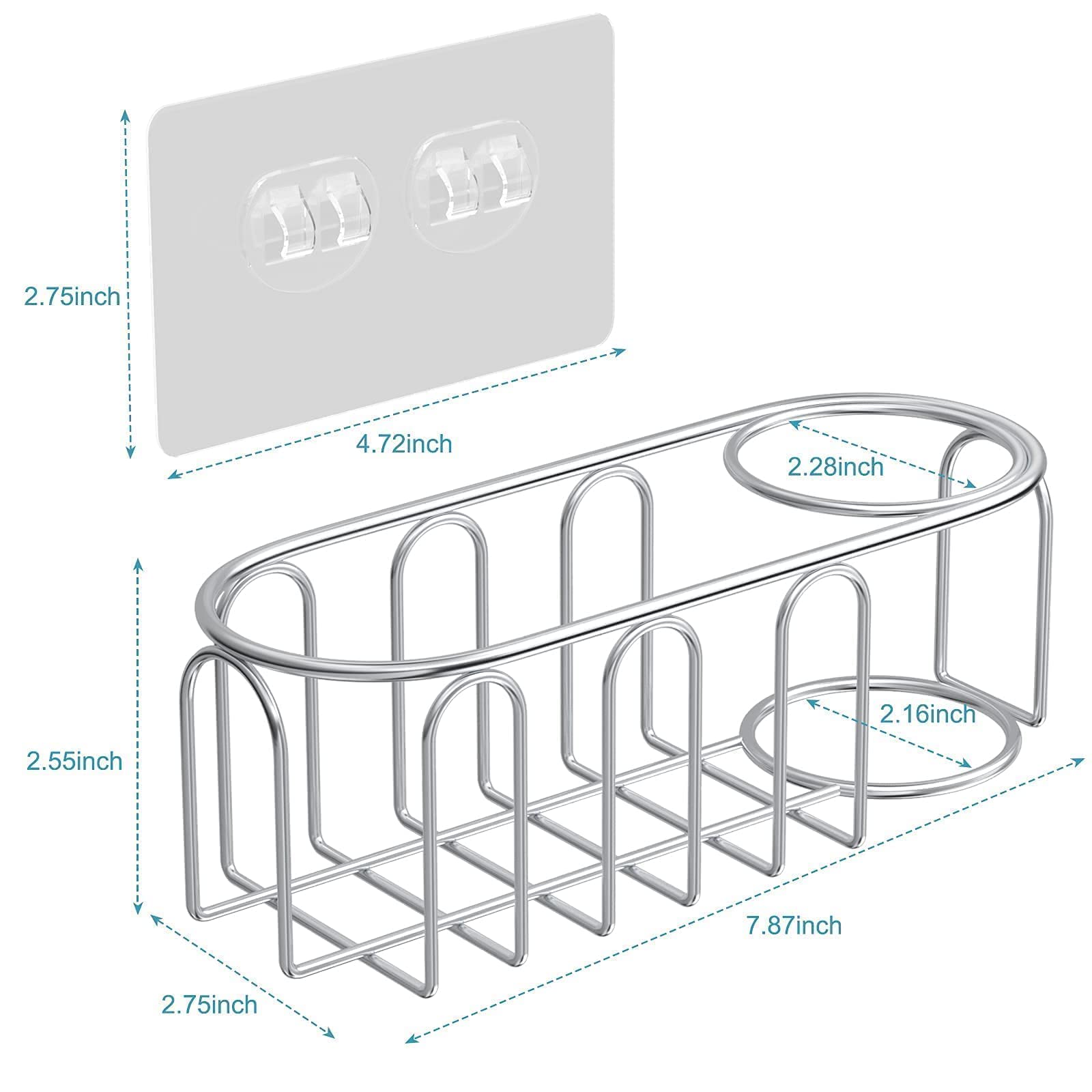 stusgo Sponge Holder, 2 in 1 Sink Sponge Holder for Kitchen Sink, Adhesive Kitchen Sponge Holder, SUS304 Stainless Steel Rustproof Sink Caddy, Kitchen Sponge Caddy Sink Organizer No Drilling