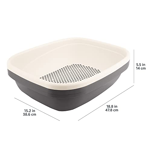 Amazon Basics Sifting Scoop-Free Easy-to-Clean Cat Litter Box, Large, Gray