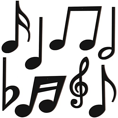 Yulejo 8 Pieces Treble Clef Wooden Wall Decor Black Music Notes Art Hanging Note Wood Decorations for Home Decorative Musical Studio Party