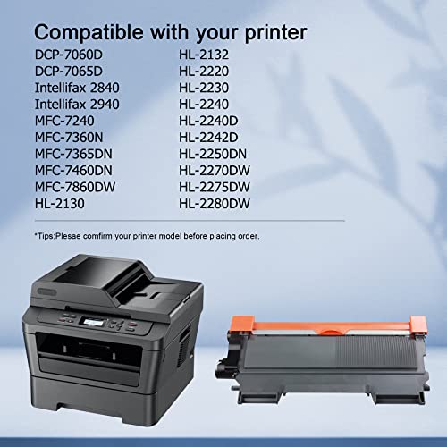 Compatible High Yield 1 Pack Black TN-450 TN450 Toner Cartridge Replacement for Brother DCP-7060D 7065D Intellifax 2840 2940 MFC-7240 7360N 7365DN 7460DN 7860DW HL-2130 2132 2220 Printers -by HNQGSM