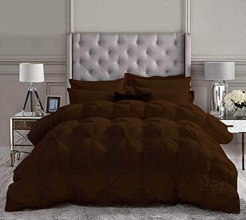 Cotton Home Depot 3 Piece Pinch Pleated Comforter Set Premium 800 Thread Count 500 GSM (1 Comforter + 2 Pillow Shams) 100% Egyptian Cotton Super Soft , Size - Full / Queen , Color - Chocolate