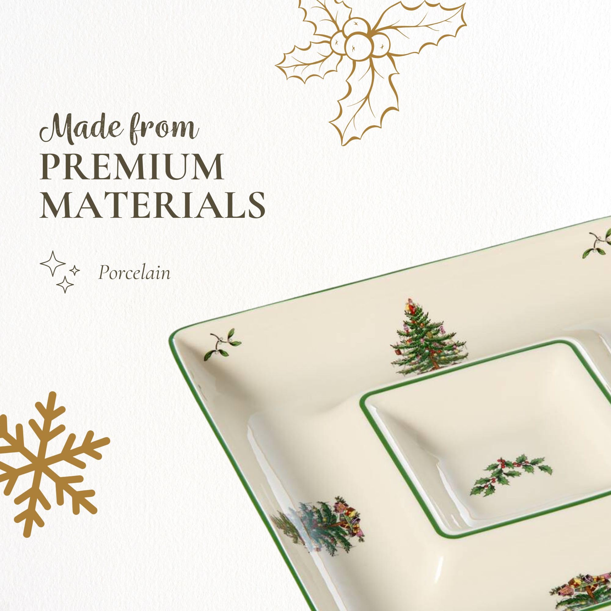 Spode Christmas Tree 12 Inch Square Chip and Dip Platter
