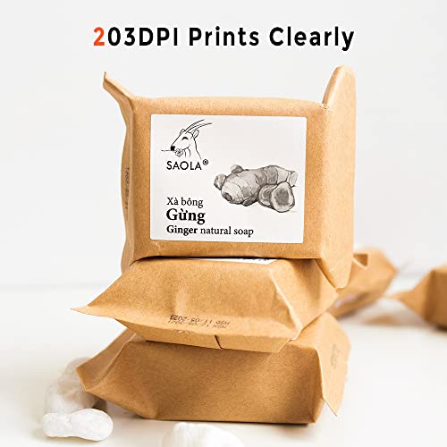 Phomemo M220 Label Printer, Portable Barcode Printer, 3.14 Inch Bluetooth Thermal Label Maker for Barcodes, Name, Address, Clothing Labeling, for Office Home,Compatible with Phones and Some PC Orange