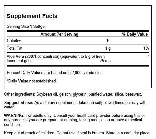 Swanson Aloe Vera 25 Milligrams 100 Sgels (2 Pack)
