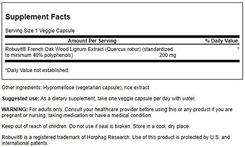 Swanson Robuvit French Oak Wood Extract 200 Milligrams 30 Veg Capsules (2 Pack)