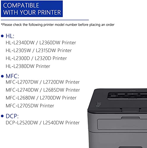 TN660 High Yield Black Toner Cartridge 2PK TN-660 : VASERIK Compatible Replacement for Brother HL-L2300D HL-L2320D HL-L2340DW Printer