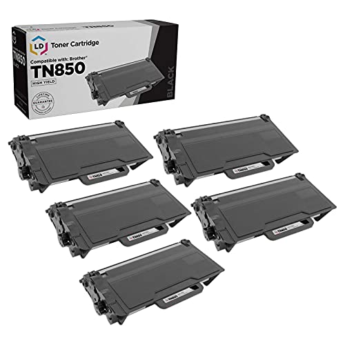 LD Products Compatible Toner Cartridge Replacement for Brother TN850 TN 850 TN-850 High Yield (Black, 5-Packs) for use in DCP-L5500DN DCP-L5600DN DCP-L5650DN DCP-L6600DW HL-L5000D, HL-L5100DN