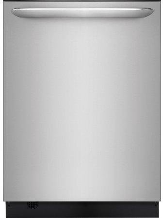 Frigidaire 4 Piece Kitchen Appliance Package with FGTR1837TF 30 Top Freezer Refrigerator FGGF3036TF 30 Gas Range FGMV176NTF 30 Over the Range Microwave and FGID2476SF 24 Built In Fully Integrated Dishwasher in Stainless Steel