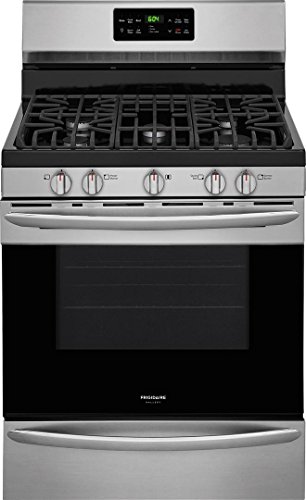 Frigidaire 4 Piece Kitchen Appliance Package with FGTR1837TF 30 Top Freezer Refrigerator FGGF3036TF 30 Gas Range FGMV176NTF 30 Over the Range Microwave and FGID2476SF 24 Built In Fully Integrated Dishwasher in Stainless Steel