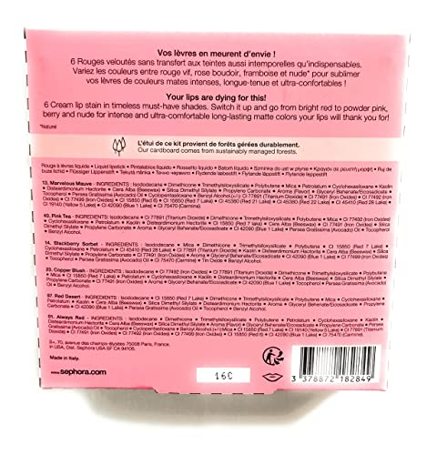 Sephora Cream Lip Stain Collection Set of 6