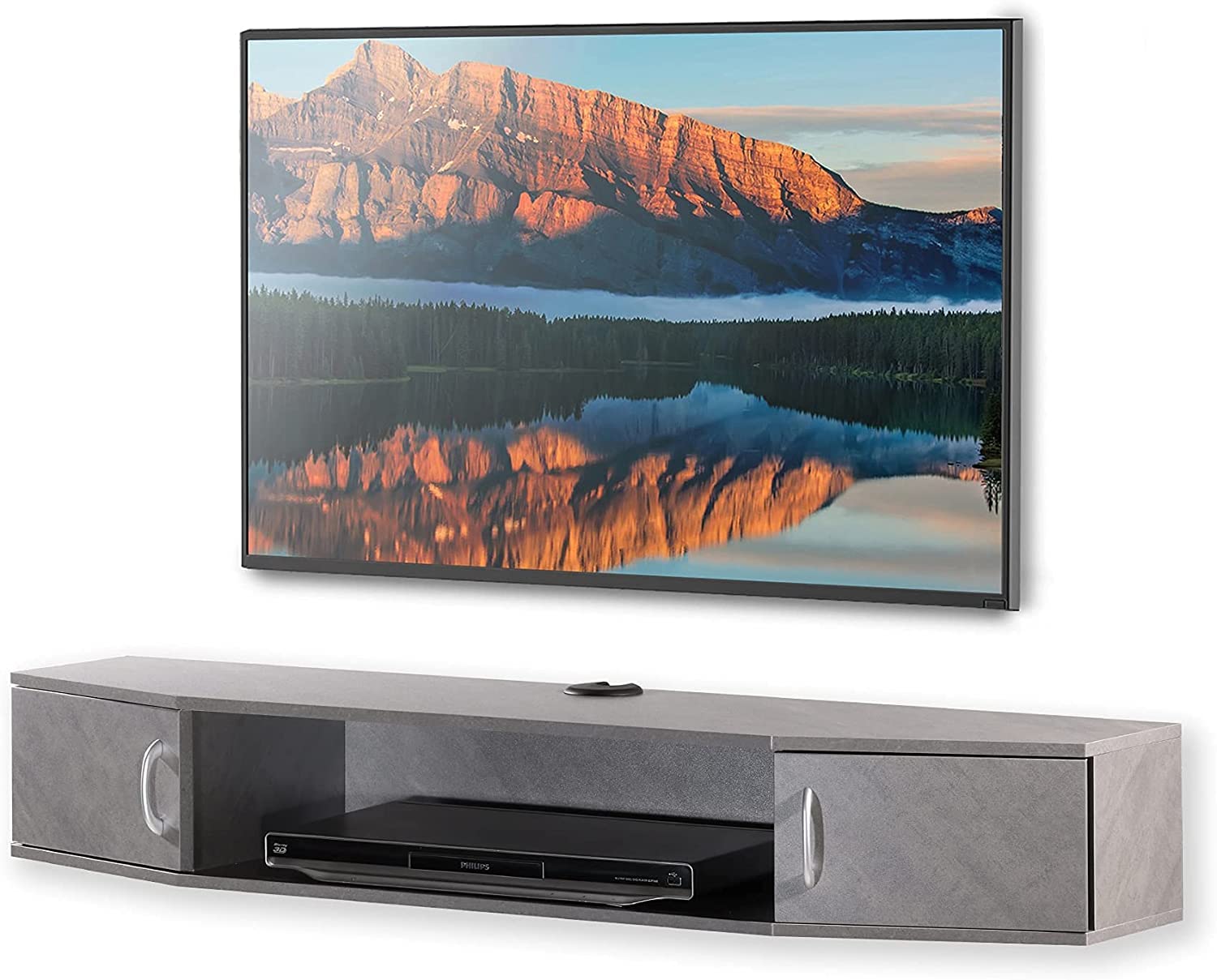 WAMPAT Floating TV Stand for 32-60 inch TVs,Floating TV Shelf for TV Wall Mounted, Modern Floating Entertainment Center Media Console Shelf for Living Room, Bedroom,41'',Grey