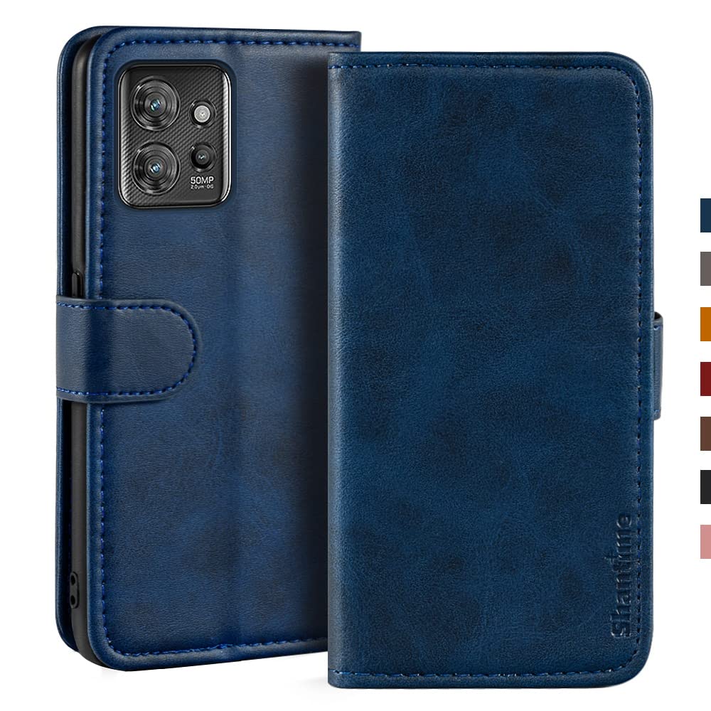 Shantime for Motorola ThinkPhone 5G Case, Leather Wallet Case with Cash & Card Slots Soft TPU Back Cover Magnet Flip Case for ThinkPhone by Motorola (6.6β) Blue