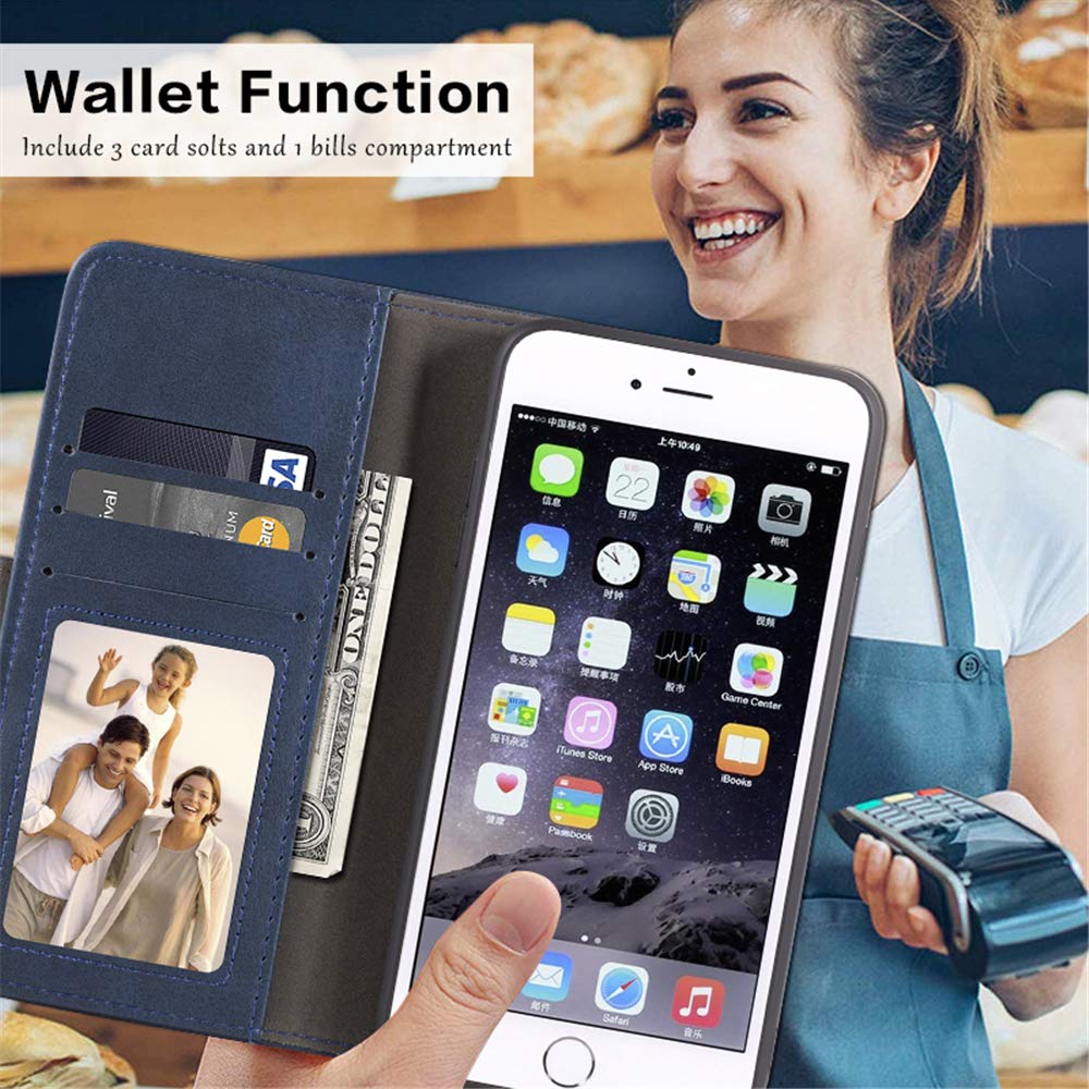 Shantime for Motorola ThinkPhone 5G Case, Leather Wallet Case with Cash & Card Slots Soft TPU Back Cover Magnet Flip Case for ThinkPhone by Motorola (6.6β) Blue