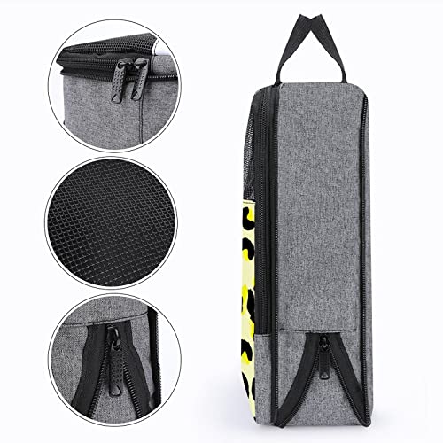 Frcavbin Retro Yellow Leopard Print Travel Shoe Bag Shoes Carrier with Handle and Zipper Foldable Shoe Puches Organizer for Home storage School starts
