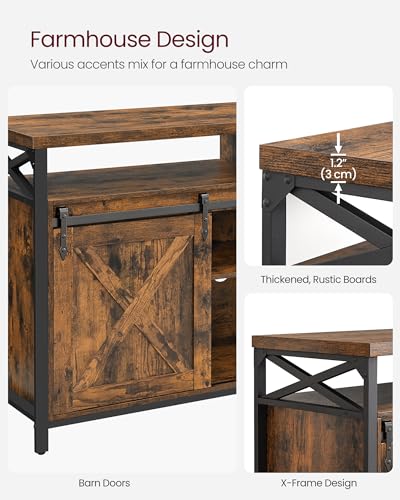 VASAGLE TV Stand for 65 Inch TV, Entertainment Center, TV Table and Console, TV Cabinet with Adjustable Shelves, Industrial Design, Rustic Brown and Black ULTV071B01
