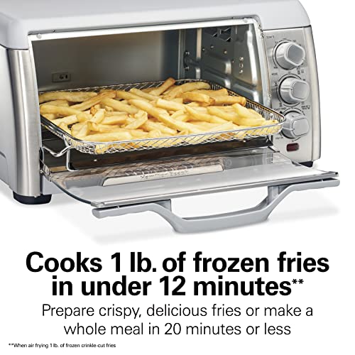 Hamilton Beach Quantum Fast Air Fryer Countertop Toaster Oven with Large Capacity, Fits 6 Slices or 12” Pizza, 5 Functions for Convection, Bake, Broil, Stainless Steel (31350)