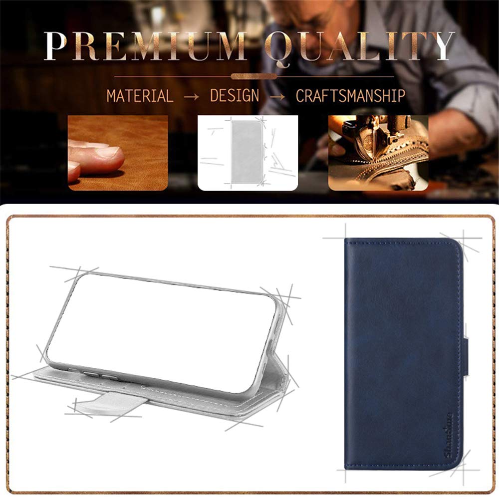 Shantime for Motorola ThinkPhone 5G Case, Leather Wallet Case with Cash & Card Slots Soft TPU Back Cover Magnet Flip Case for ThinkPhone by Motorola (6.6β) Blue