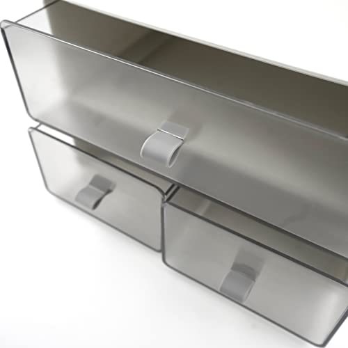 JIAFUJIN Desk Drawer Storage Box, Stackable Design, Stationery/Office Supplies Organizer, Plastic Cosmetic Organizer.For Stationery/Office Supplies/School/Home(White) 2 Compartments