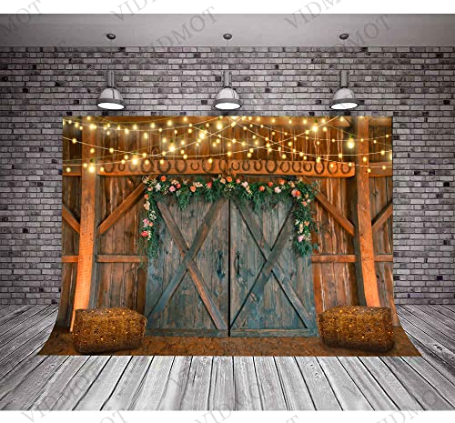 VIDMOT Rustic Barn Backdrop for Photography Wooden Barn Door Background 10x7ft Retro Cowboy Style Farm Theme Party Backdrop Party Cake Table Decor Backdrops Photo Studio Photography Props BJLSVV948