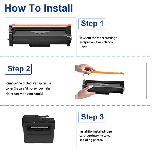 TN760 Black High Yield Toner Cartridge 2/Pack TN7602PK Replacement for Brother TN760 TN760BK HL-L2350DW L2370DW/DWXL L2390DW L2395DW Printer - Umoresee