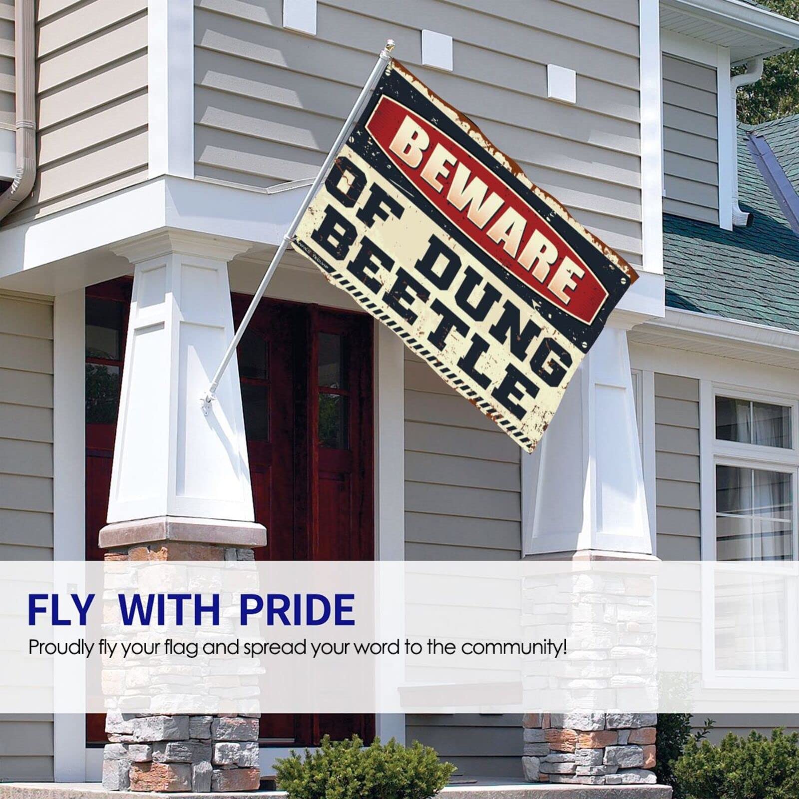 Funny Dorm Flags Beware Of Dung Beetle Flag Stuff For Your Room Windsocks Outdoor (Size : 60X90CM)