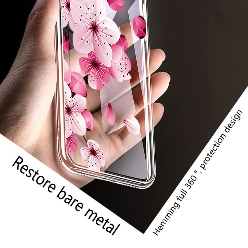 HGJTF Phone Case for Motorola ThinkPhone (6.6") with 1 X Tempered Glass Screen Protector, Slim Clear Shockproof X Anti-Scratch Soft TPU Gel Cover for Motorola ThinkPhone - Peach Blossom