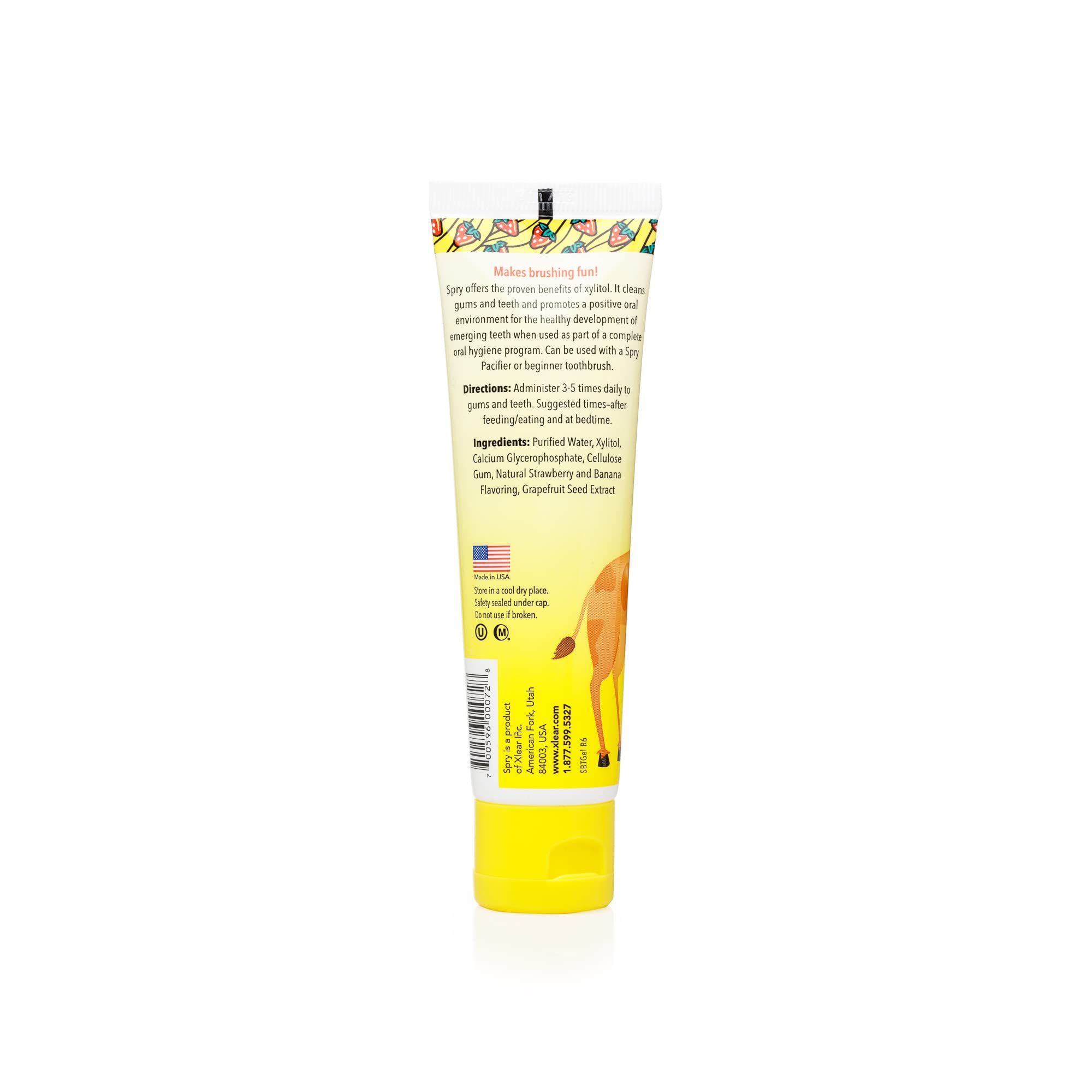Spry Kid's Xylitol Tooth Gel, Natural Strawberry Banana, 2 fl oz