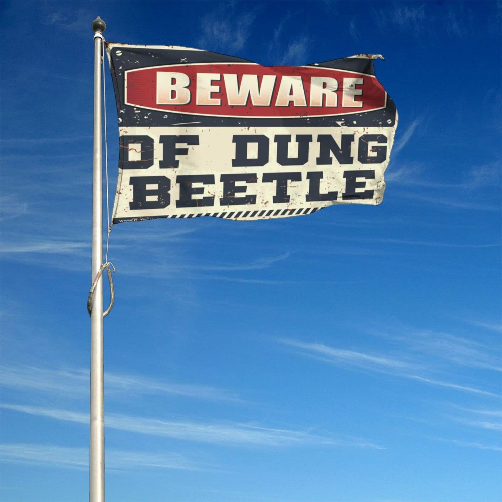 Funny Dorm Flags Beware Of Dung Beetle Flag Stuff For Your Room Windsocks Outdoor (Size : 60X90CM)