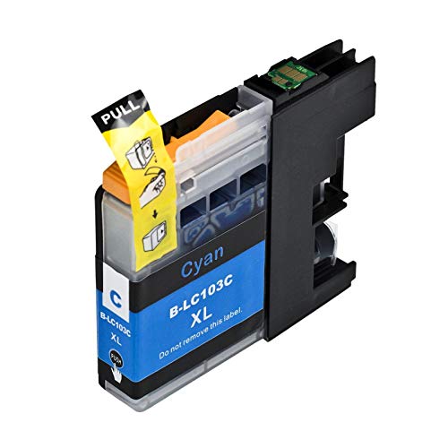 INK4WORK Compatible Ink Cartridge Replacement for Brother LC103 LC-103 XL MFC-J285DW MFC-J4410DW MFC-J450DW MFC-J470DW MFC-J475DW MFC-J650DW MFC-J6520DW MFC-J870DW MFC-J875DW (Cyan, 4-Pack)