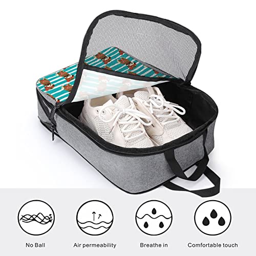 Frcavbin Christmas Holidays with A Pug in Sweater And Winter Hat Travel Shoe Bag Shoes Carrier with Handle and Zipper Foldable Shoe Puches Organizer for Home storage School starts