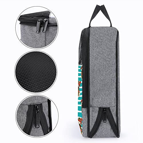 Frcavbin Christmas Holidays with A Pug in Sweater And Winter Hat Travel Shoe Bag Shoes Carrier with Handle and Zipper Foldable Shoe Puches Organizer for Home storage School starts