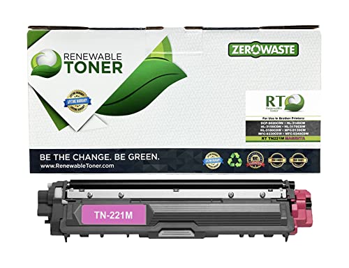 Renewable Toner Compatible Toner Cartridge Replacement for Brother TN-221M TN221 TN-225M TN225 DCP-9020 HL-3140 HL-3150 HL-3170 HL-3180 MFC-9130 MFC-9330 MFC-9340 (Magenta)