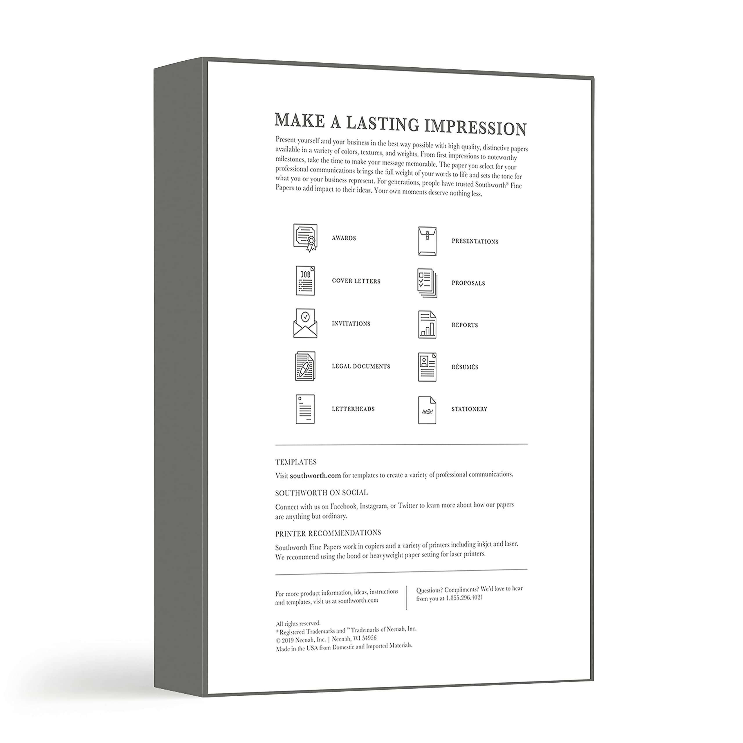 Southworth Fine Business Paper, 20.05 Cotton, 20 lb , White,500 Sheets (403C)