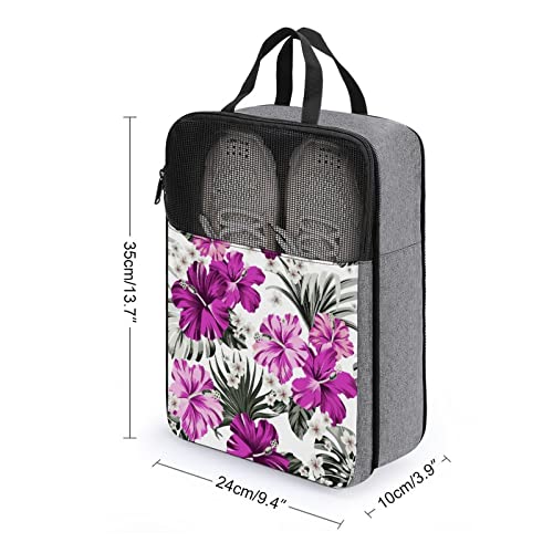 Frcavbin Hawaiian Tropical Hibiscus Flowers Palm Travel Shoe Bag Shoes Carrier with Handle and Zipper Foldable Shoe Puches Organizer for Home storage School starts