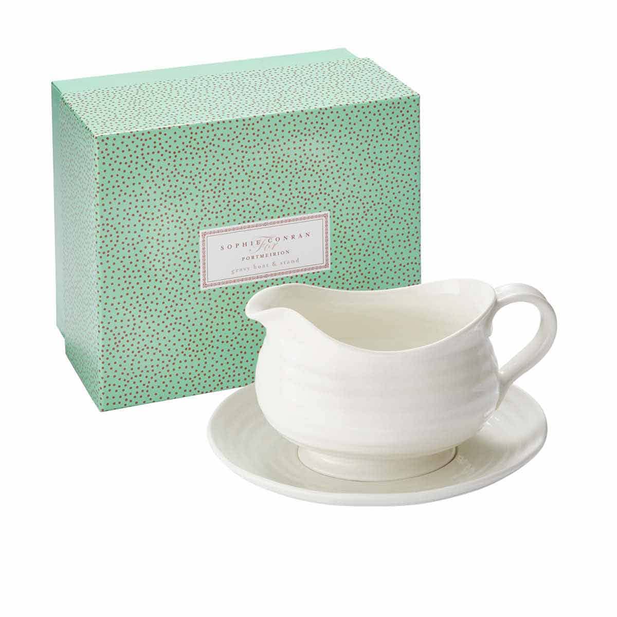 Portmeirion Sophie Conran White Gravy Boat and Stand