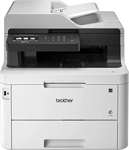Brother MFC-L3770CDW Wireless Color All-in-One Laser Printer, Auto 2-Sided Printing, 3.7 Inch Color Touchscreen, Print Scan Copy, 30-Sheet Capacity, Bundle with FLASNAKE Printer Cable