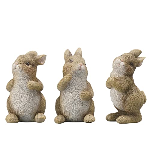 Newman House Studio Easter-Decorations Bunny-Figurines Spring-Decor Table Ornaments - 3PC Home Decorations Resin White Rabbits Decor Tabletop Centerpiece for Home Farmhouse Indoor or Outdoor 3 H inch