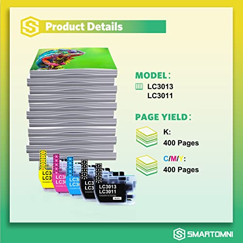 S SMARTOMNI LC3013 LC3011 Compatible Ink Cartridge Replacement for Brother LC 3013 LC 3011 Ink Cartridge for Brother MFC-J497DW MFC-J690DW MFC-J895DW MFC-J491DW Color 5-Pack Set (2KCMY)