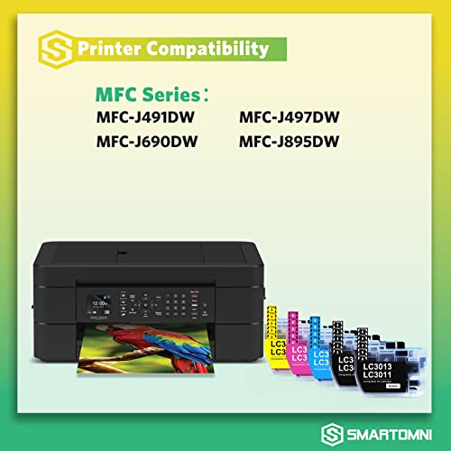 S SMARTOMNI LC3013 LC3011 Compatible Ink Cartridge Replacement for Brother LC 3013 LC 3011 Ink Cartridge for Brother MFC-J497DW MFC-J690DW MFC-J895DW MFC-J491DW Color 5-Pack Set (2KCMY)