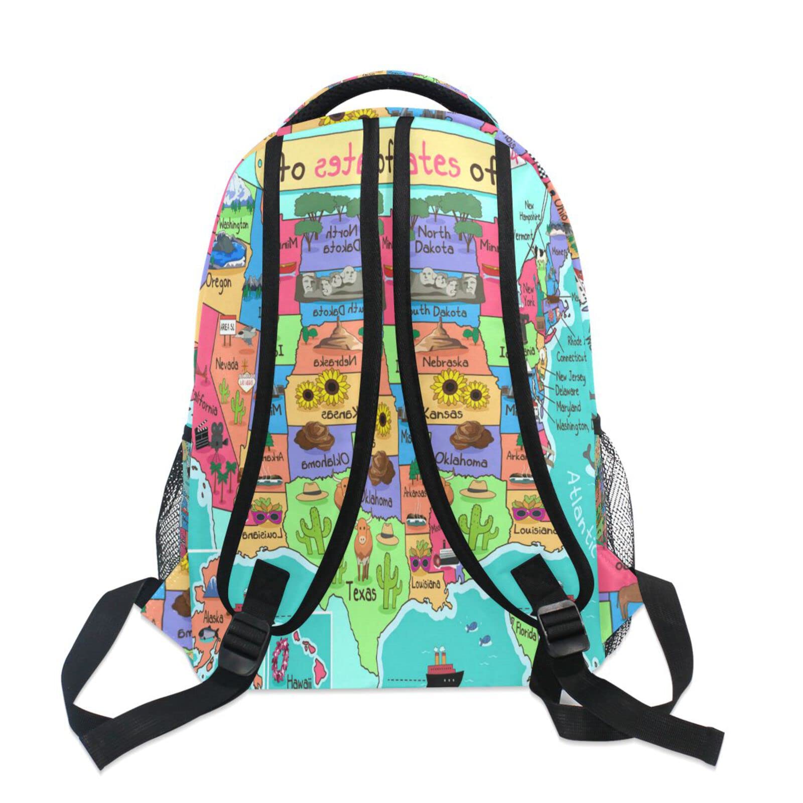 Custom United States Map Backpack for Boys Girls Personalized Your Name Text Bookbag Animal World Kids School Backpacks 3rd 4th 5th Grade Laptop Daypacks