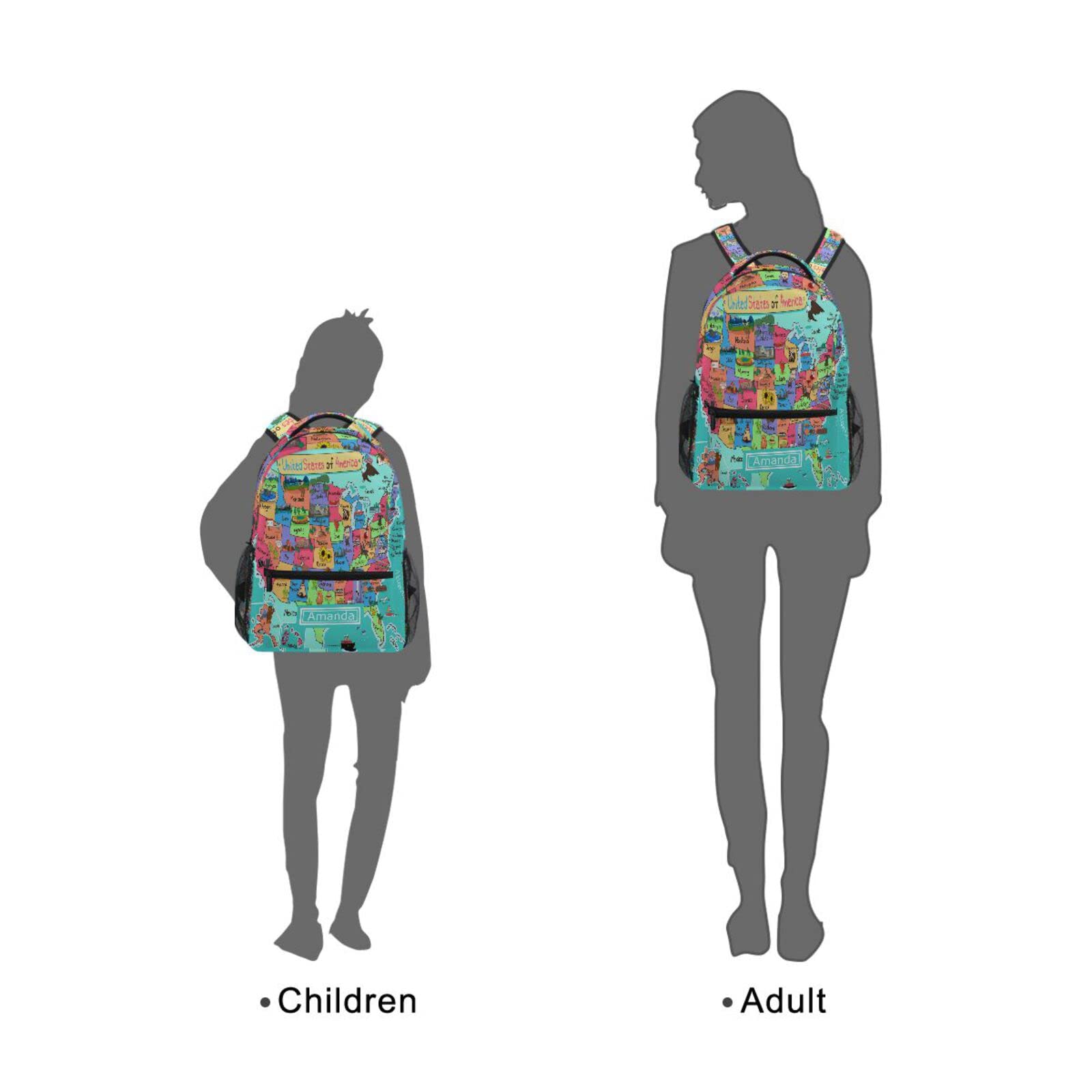 Custom United States Map Backpack for Boys Girls Personalized Your Name Text Bookbag Animal World Kids School Backpacks 3rd 4th 5th Grade Laptop Daypacks