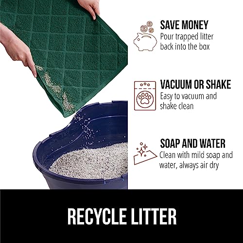 GORILLA GRIP Cat Litter Box Mat, Water Resistant Kitty Litter Trapping Mat, Textured Backing, Easy to Clean, Less Waste and Clean Floors, Kitten Supplies for Indoor Cats, Soft on Paws, 30x20 Green
