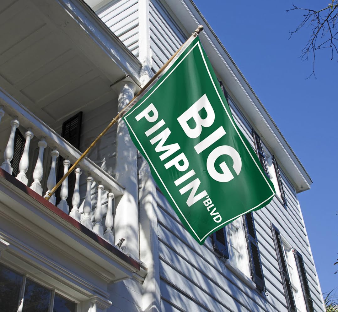 FEARZIE Big Pimpin‘blvd Funny Quote 3x5 Feet Flag Banner 100% Durable Polyester With Two Brass Grommets For College Dorm Rooms.